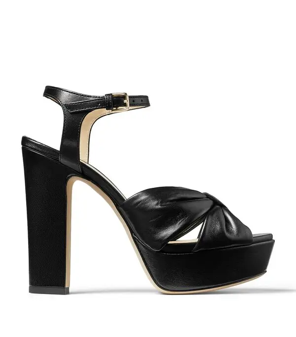 JIMMY CHOO Heloise Leather Platform Sandals - Black