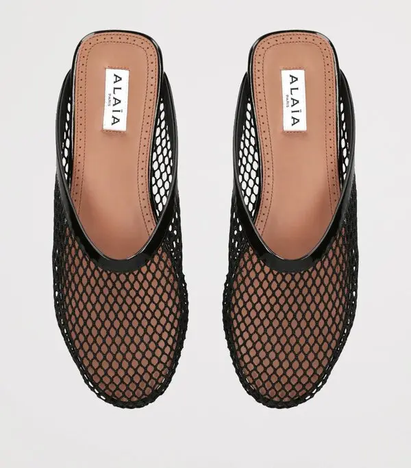 Alaïa Fishnet Mules - Black
