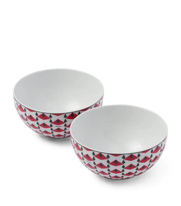 Prada Set Of 2 Porcelain Vienna Soup Bowls - Black