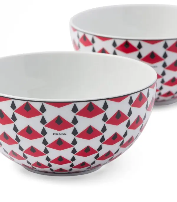 Prada Set Of 2 Porcelain Vienna Soup Bowls