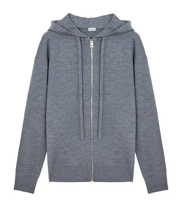 Loewe Wool Anagram Zip-up Hoodie - Grey