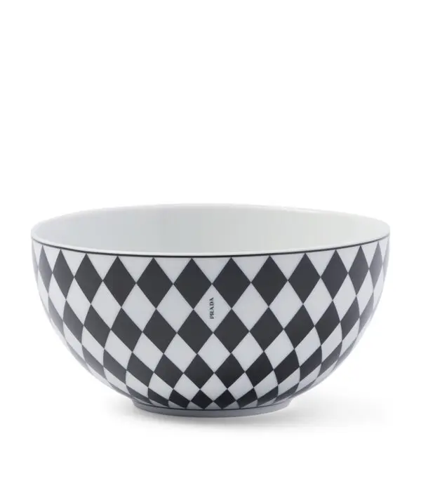 Prada Set Of 2 Chequerboard Soup Bowls