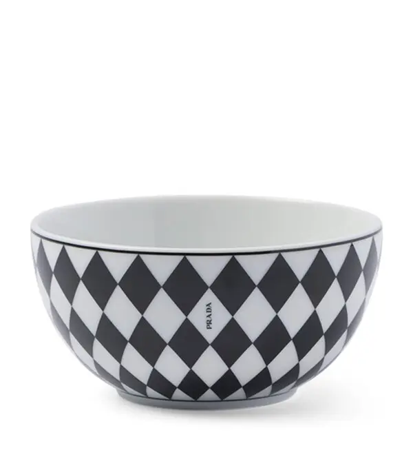 Prada Set Of 2 Porcelain Chequerboard Rice Bowls