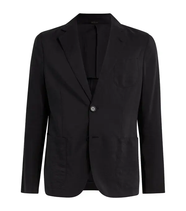 Giorgio Armani Silk-blend Single-breasted Blazer - Blue