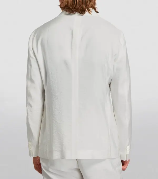 Giorgio Armani Silk-blend Single-breasted Blazer - White