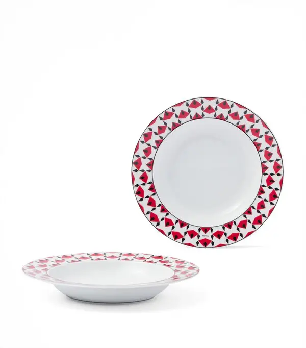 Prada Set Of 2 Porcelain Vienna Soup Plates - Black