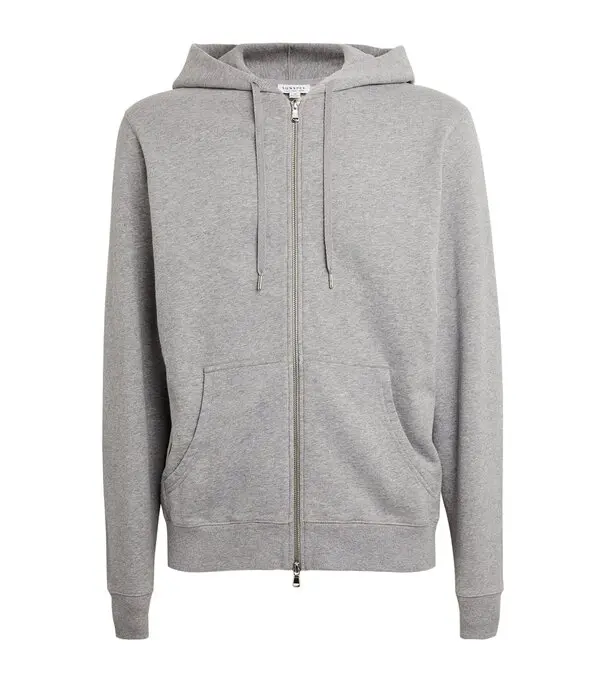Sunspel Loopback Zip-up Hoodie - Grey