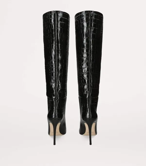 Paris Texas Croc-embossed Leather Knee-high Stiletto Boots