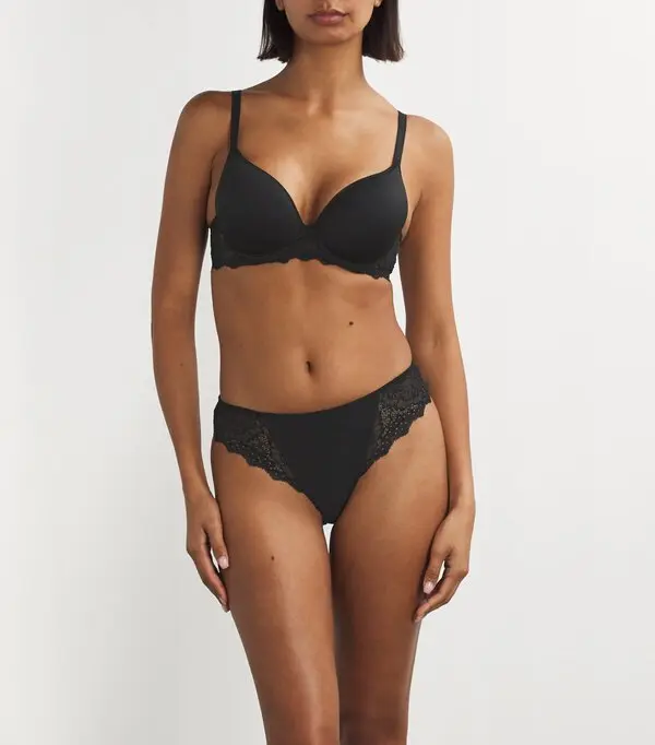 Simone Perele Lace Caresse Plunge Bra - Black
