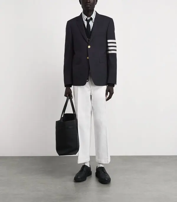 Thom Browne Wool 4-bar Stripe Blazer - Navy