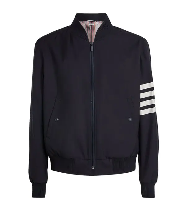 Thom Browne Wool 4-bar Stripe Bomber Jacket - Navy