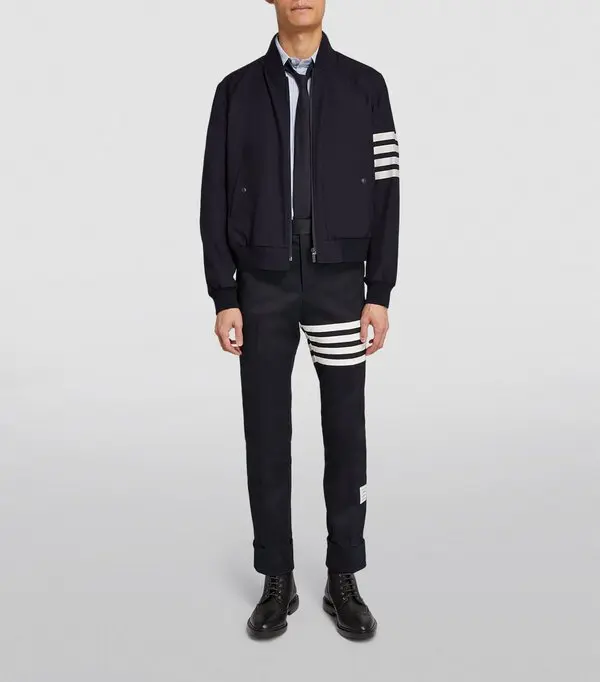 Thom Browne Wool 4-bar Stripe Bomber Jacket - Navy
