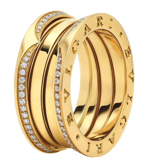 BVLGARI B.zero1 Three-band Ring With Diamonds In Yellow - Gold