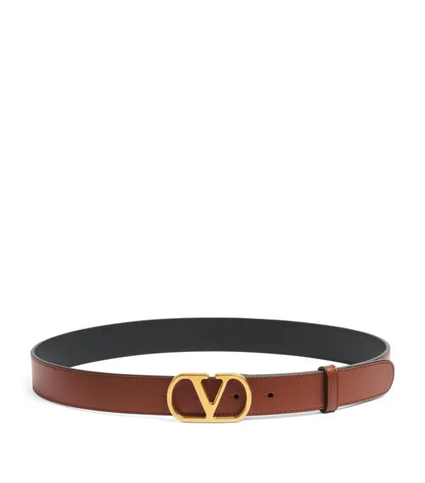 Valentino Garavani Vlogo Signature Leather Belt - Brown