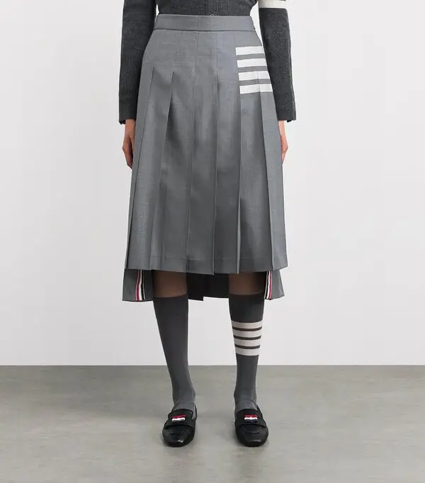 Thom Browne Pleated Midi Skirt - Grey