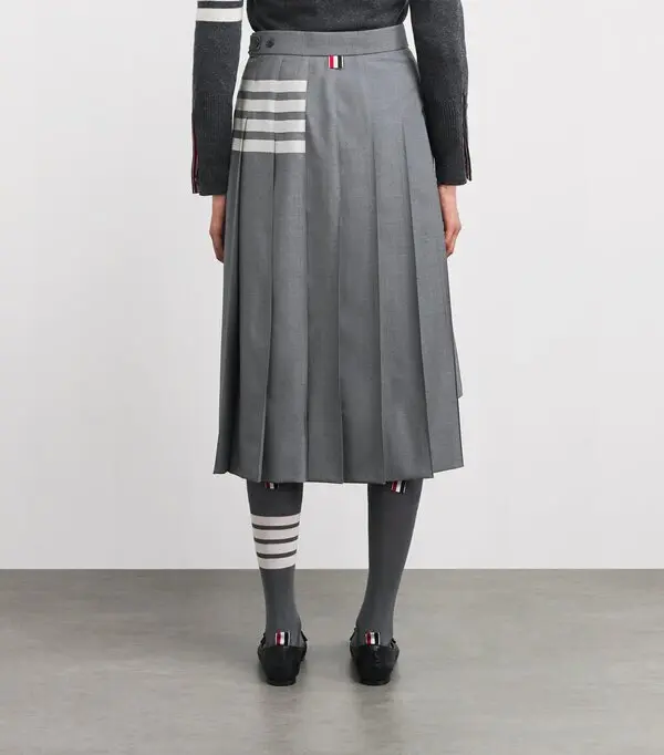 Thom Browne Pleated Midi Skirt - Grey