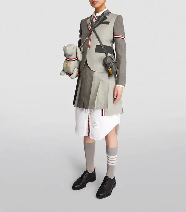 Thom Browne Pleated Mini Skirt With Tricolour Stripe Detailing