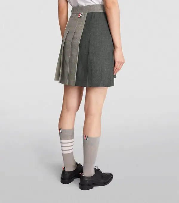 Thom Browne Pleated Mini Skirt With Tricolour Stripe Detailing