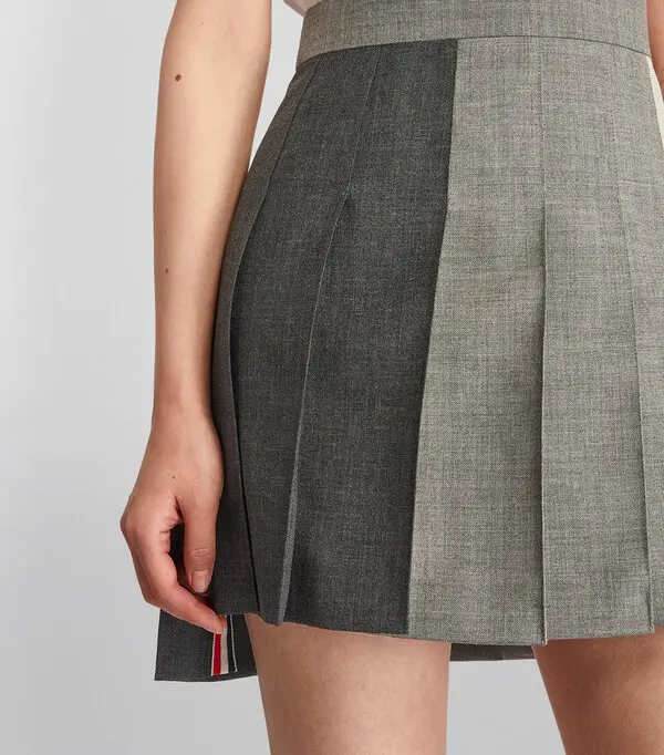 Thom Browne Pleated Mini Skirt With Tricolour Stripe Detailing