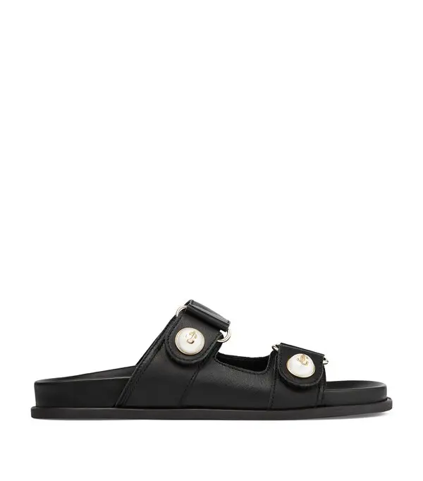 JIMMY CHOO Fayence Leather Sandals - Black
