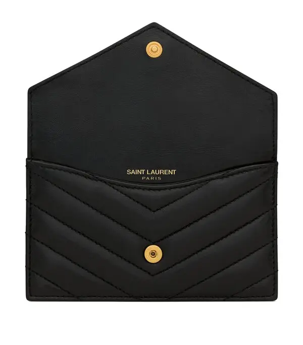 Saint Laurent Monogram Fragments Metalassé Card Holder - Black