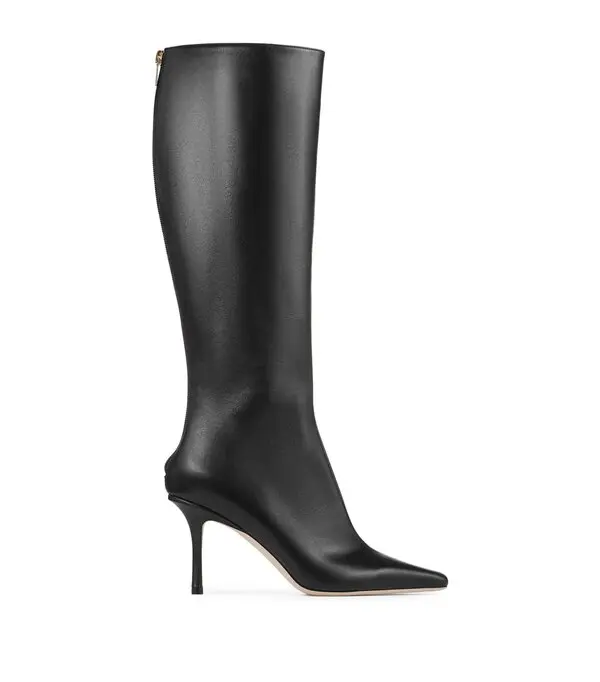 JIMMY CHOO Agathe 85 Leather Knee-high Boots - Black