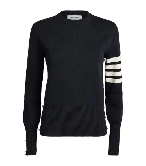 Thom Browne 4-bar Crew Neck Sweater - Navy
