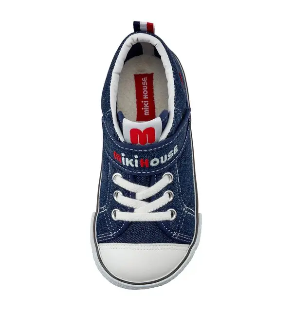 MIKI HOUSE Blue Denim Velcro Low-top Sneakers