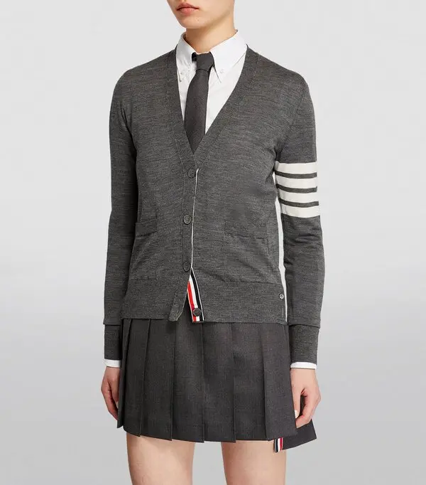 Thom Browne Relaxed Wool 4-bar Cardigan