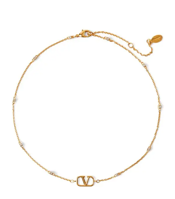 Valentino Garavani Vlogo Crystal-embellished Necklace - Gold