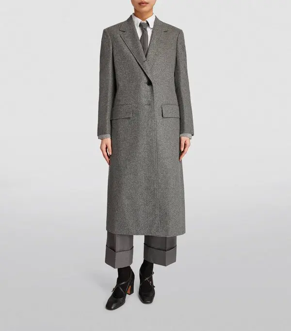 Thom Browne Wide-lapel Overcoat - Grey
