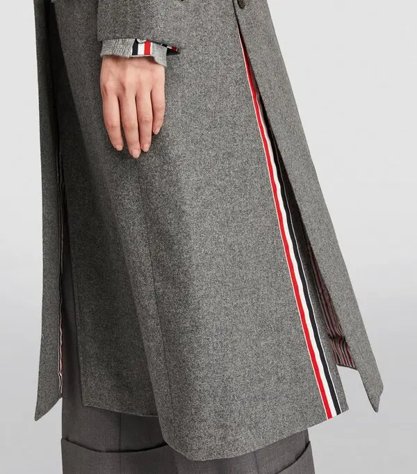 Thom Browne Wide-lapel Overcoat - Grey