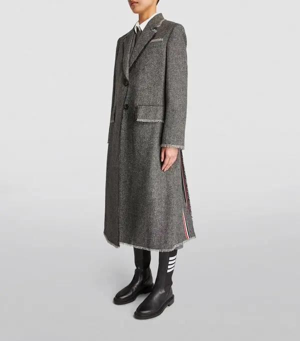 Thom Browne Wide Lapel Overcoat - Grey