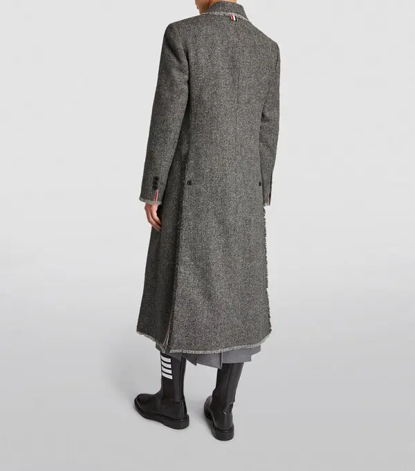 Thom Browne Wide Lapel Overcoat - Grey