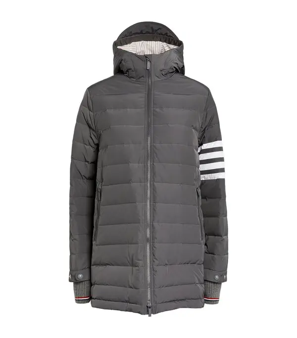 Thom Browne Down Puffer Jacket With Signature Stripes - Grey