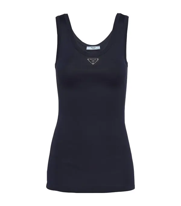 Prada Ribbed Triangle Tank Top - Blue