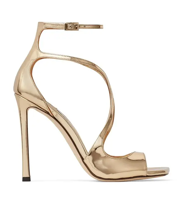 JIMMY CHOO Azia 110 Metallic Leather Sandals - Gold