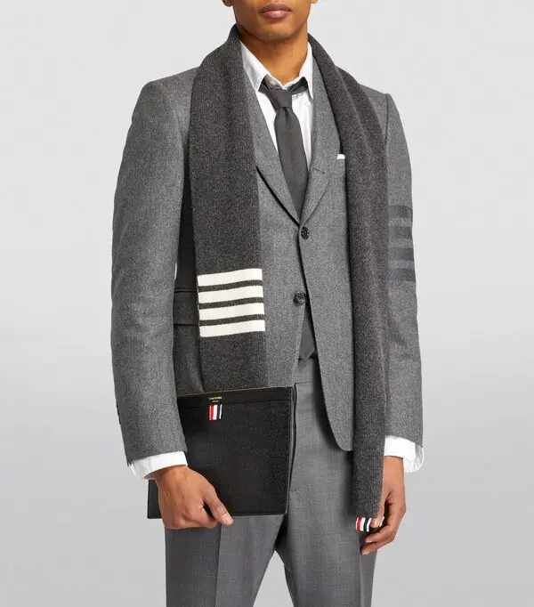 Thom Browne Cashmere 4-bar Scarf - Grey