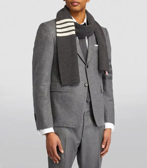 Thom Browne Cashmere 4-bar Scarf - Grey