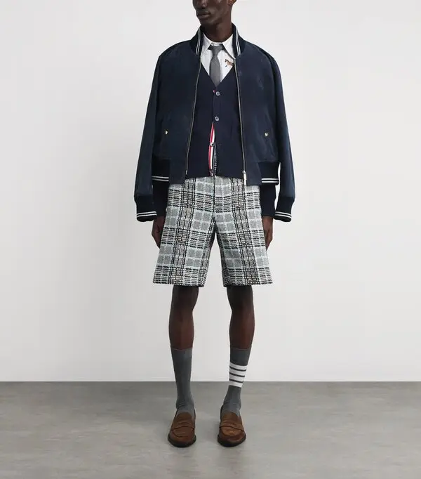 Thom Browne Virgin Wool 4-bar Stripe Cardigan - Navy