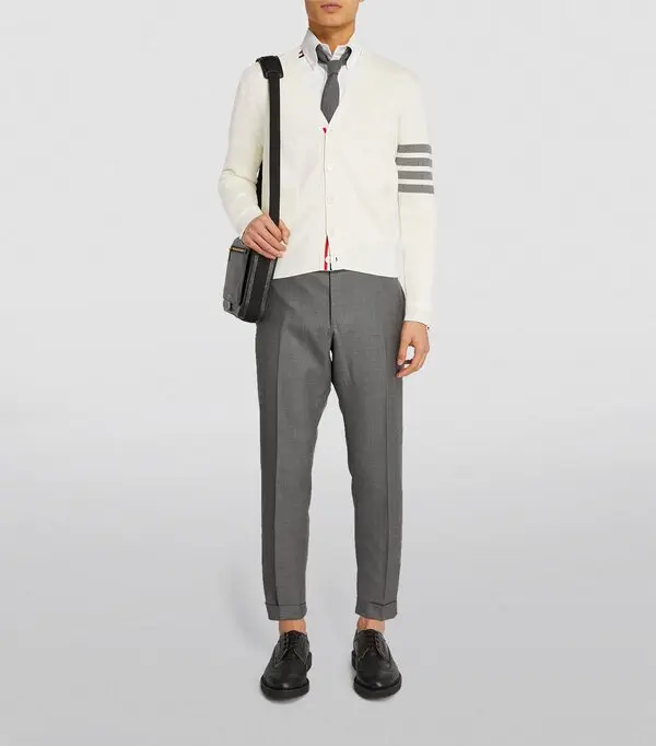 Thom Browne Cotton V-neck Cardigan With Signature Stripes