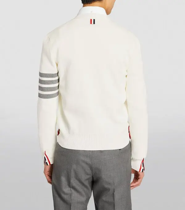 Thom Browne Cotton V-neck Cardigan With Signature Stripes