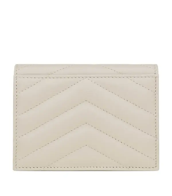 Saint Laurent Quilted Leather Monogram Wallet - White