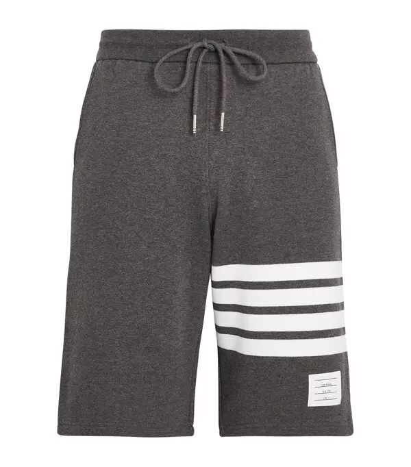Thom Browne Four-stripe Cotton Shorts - Grey
