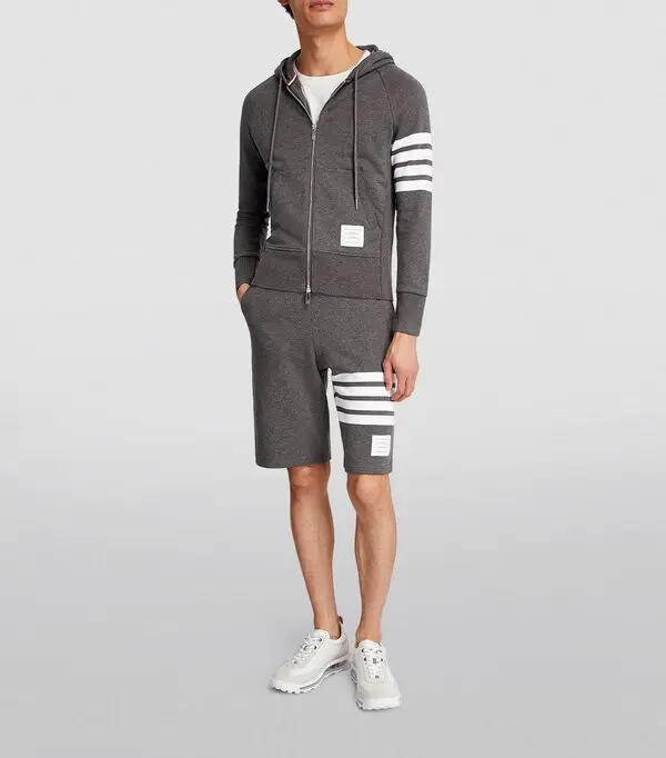 Thom Browne Four-stripe Cotton Shorts - Grey