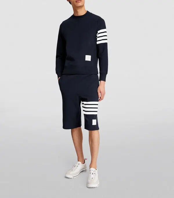 Thom Browne Four-stripe Cotton Shorts - Navy