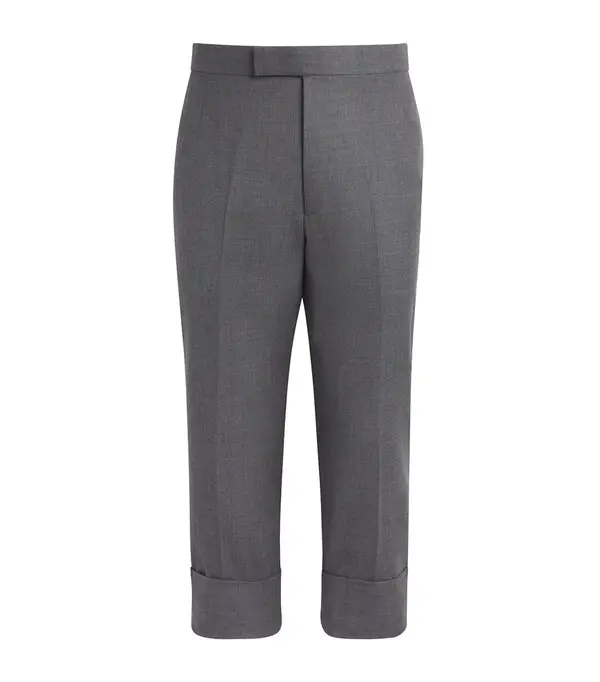 Thom Browne Wool Tailored Trousers With Tricolour Stripes - Grey
