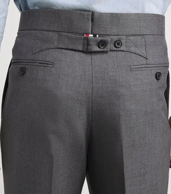 Thom Browne Wool Tailored Trousers With Tricolour Stripes - Grey