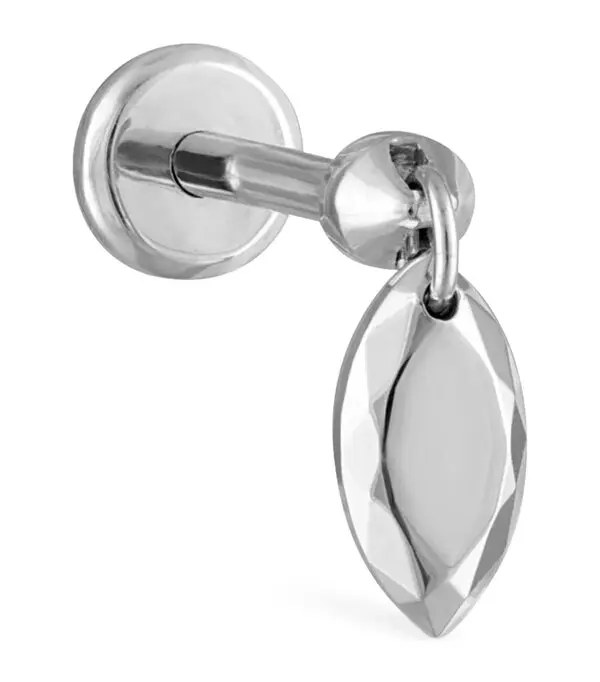 MARIA TASH Faceted Marquise Threaded Charm Earring - White