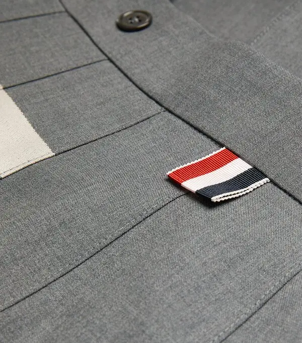 Thom Browne Pleated Mini Skirt With 4-bar Stripes - Grey